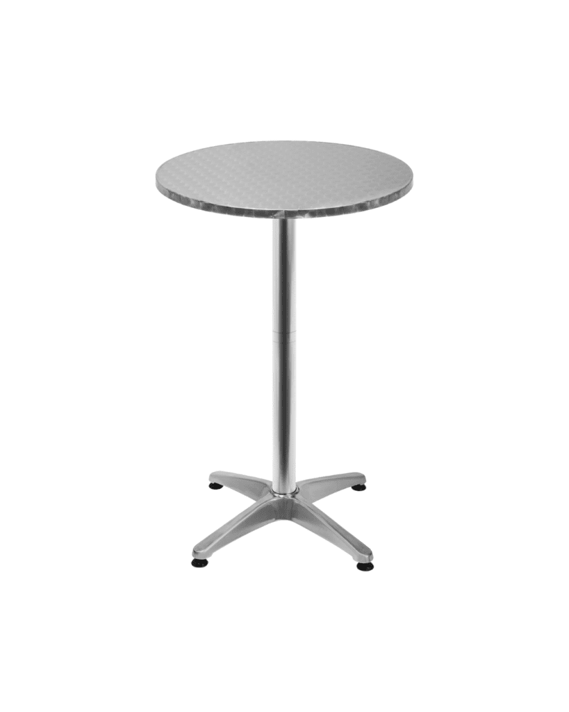 Height-Adjustable Bar Table – Stainless Steel Top (Ø 60 cm) - Eventco.